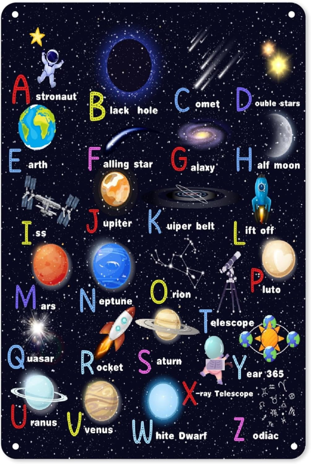 Astronaut Outer Space Alphabet Aluminum Metal Sign,wall Decor Poster ...