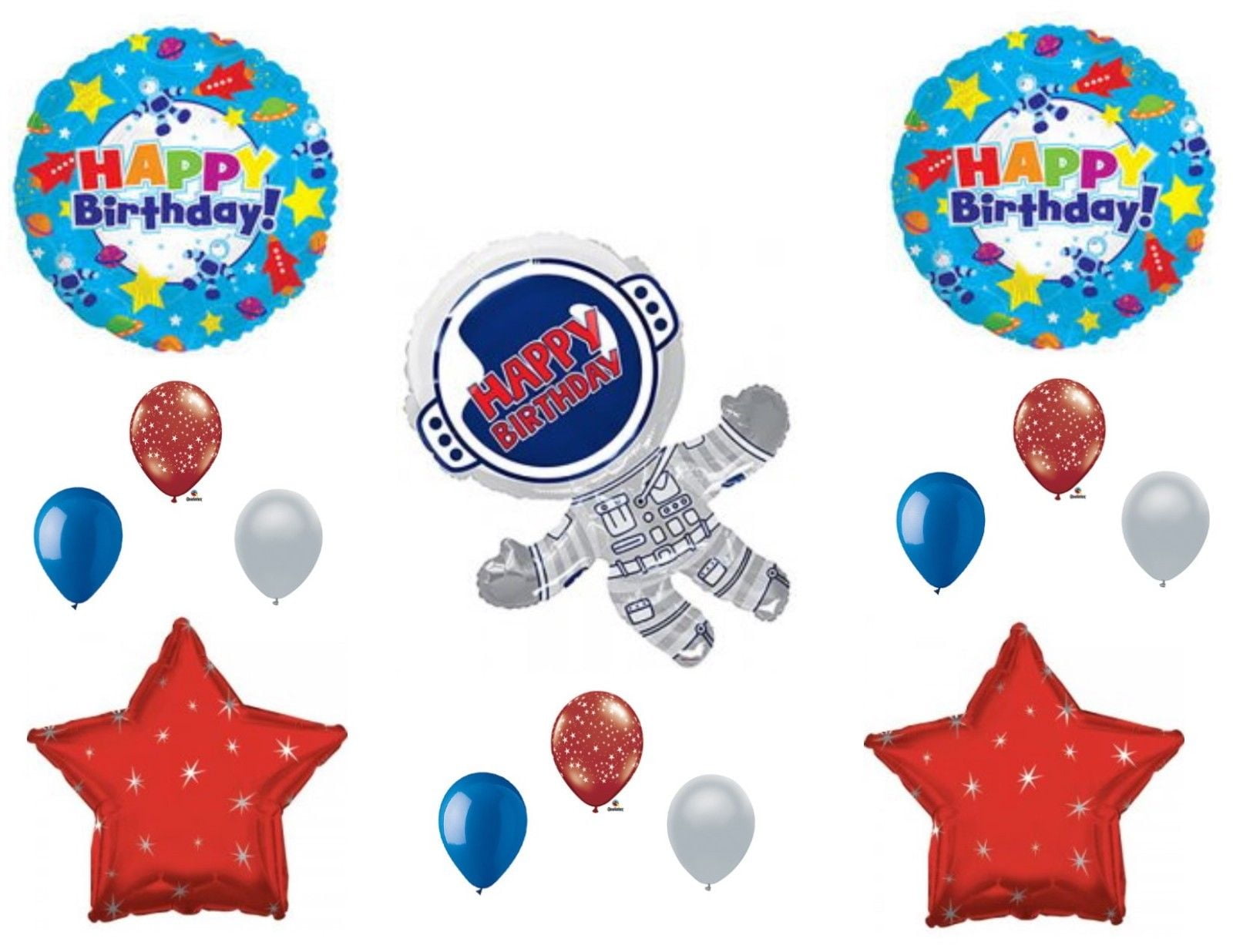 Astronaut Outer Space Happy Birthday Party Balloons Decorations ...