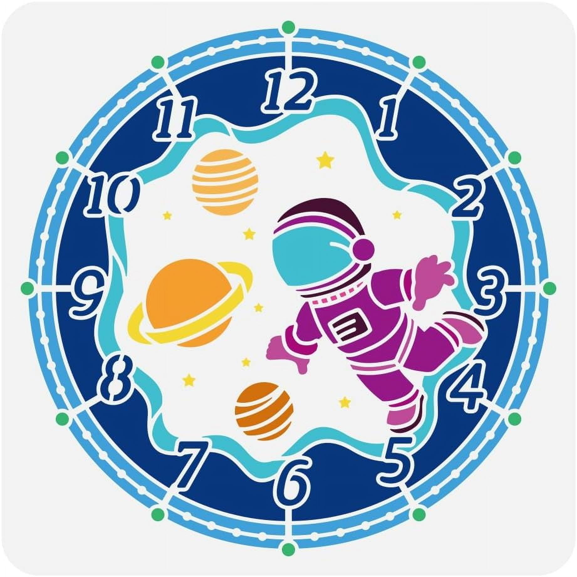 Astronaut Painting Stencil 11.8x11.8inch Reusable Space Planet Pattern Drawing Template Space ...