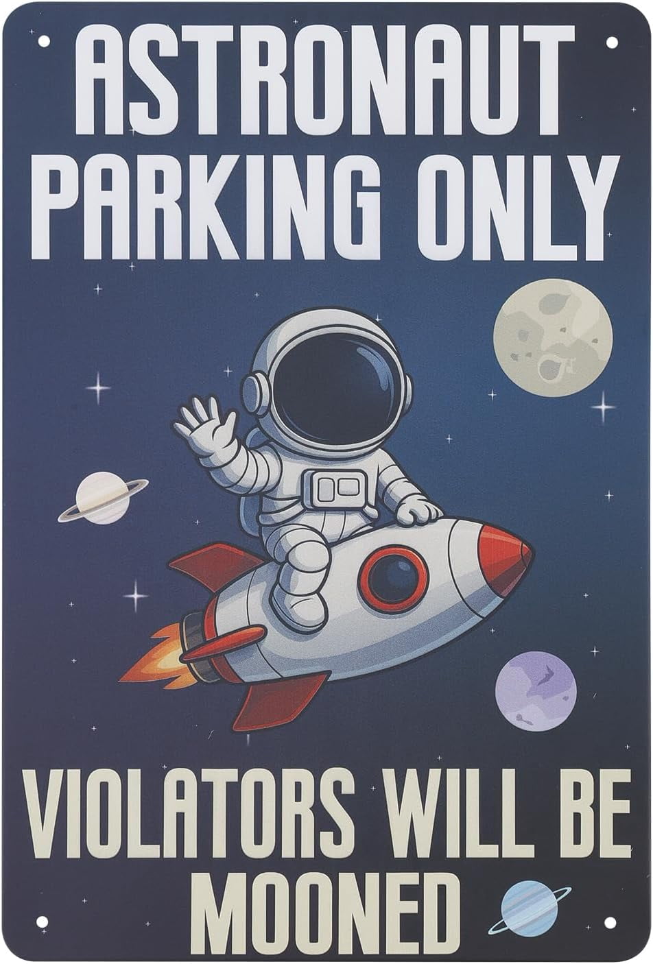 Astronaut Parking Only Tin Metal Sign, 11.8 x 7.9 in Space Themed Wall ...