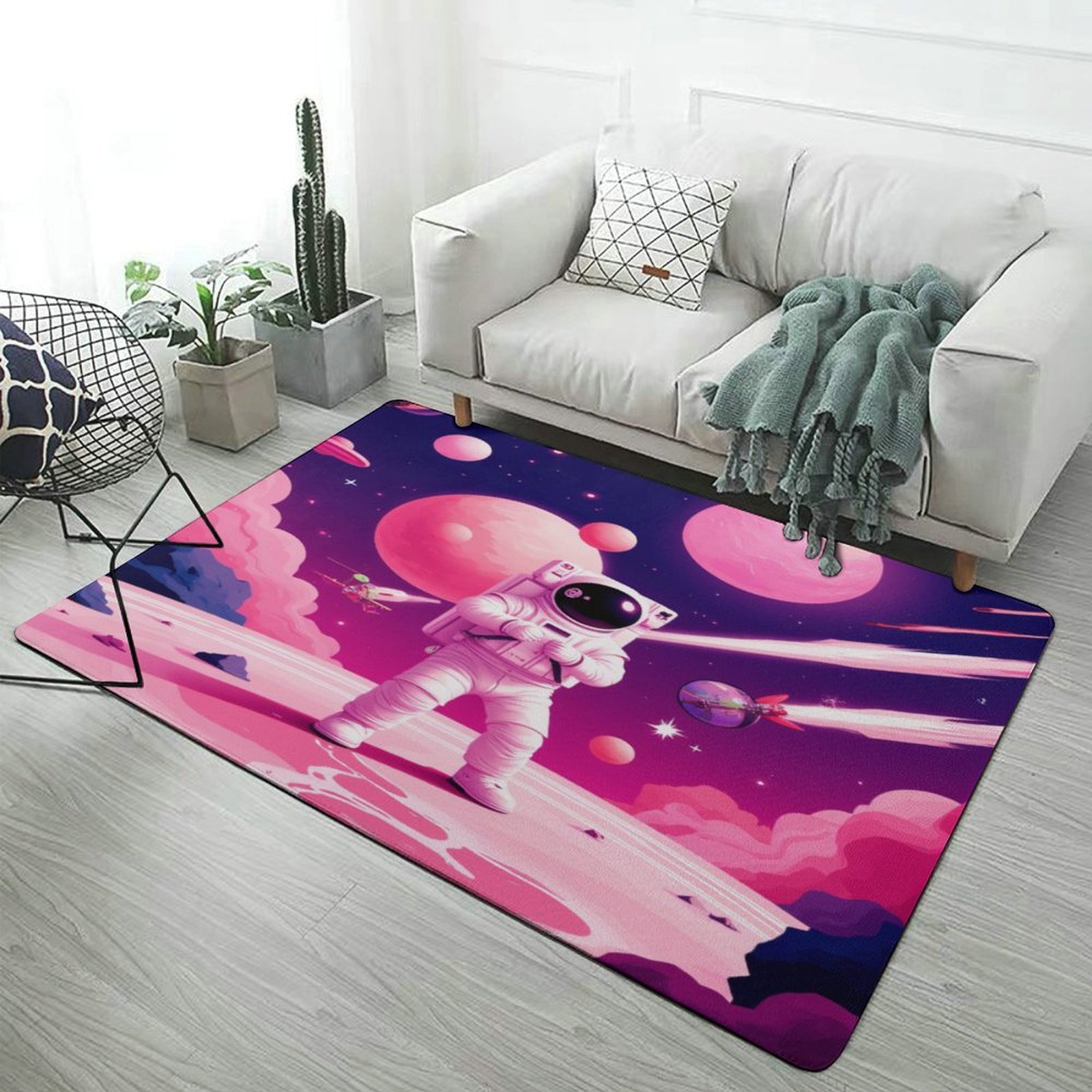 Astronaut Pink Space Adventure Carpet for Home Decoration Rugs Soft ...
