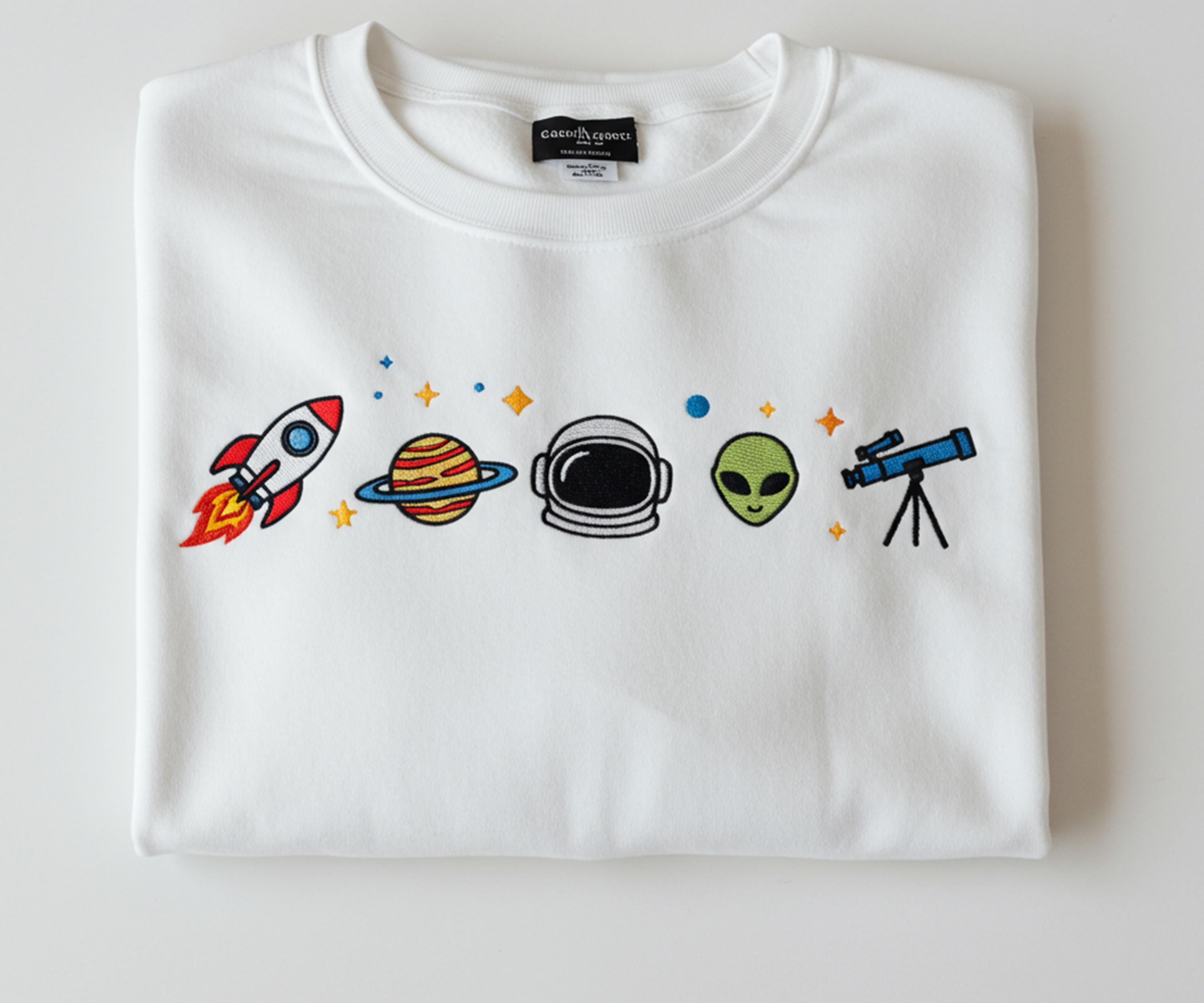 Astronaut Planet Balloon Embroidered Shirt with Spaceman and Galaxy ...