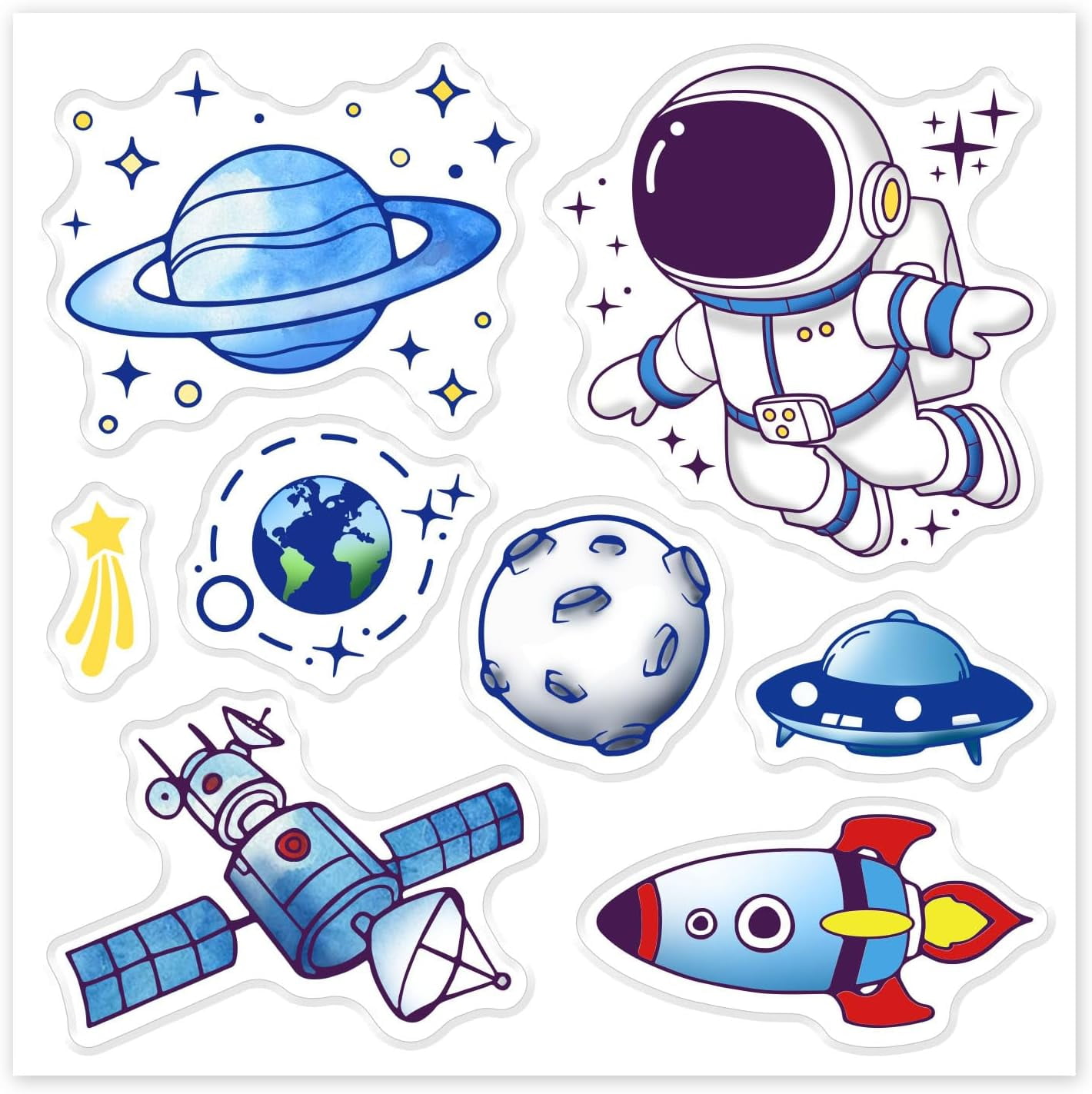 Astronaut Planet Clear Stamps Space Science Embossing Stamp Sheets ...
