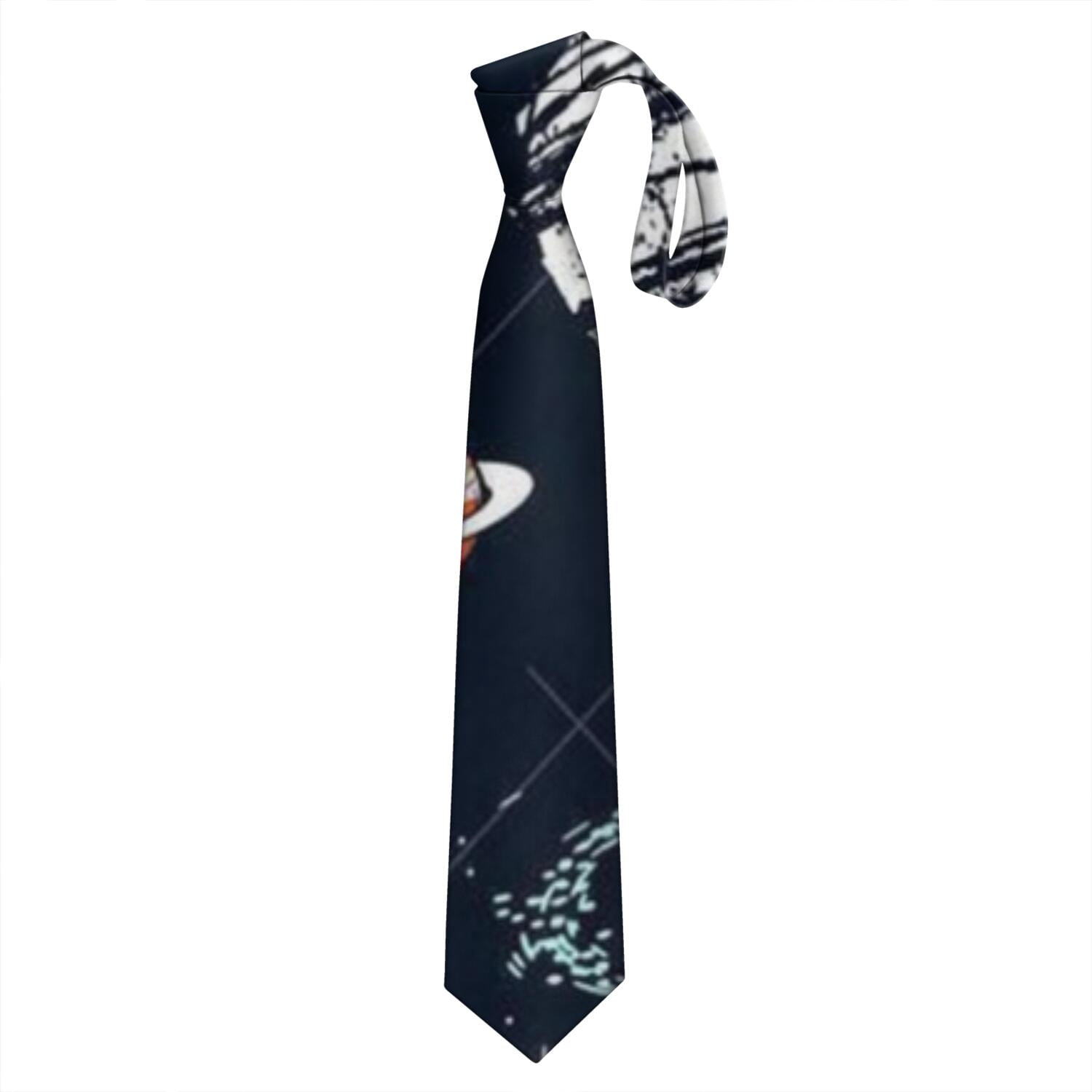 Astronaut Planet Cosmos Themed Tie - Elegant Satin Necktie for Grooms ...