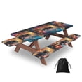 Astronaut Planet Space Galaxy Psychedelic 3-Piece Fitted Picnic Table ...