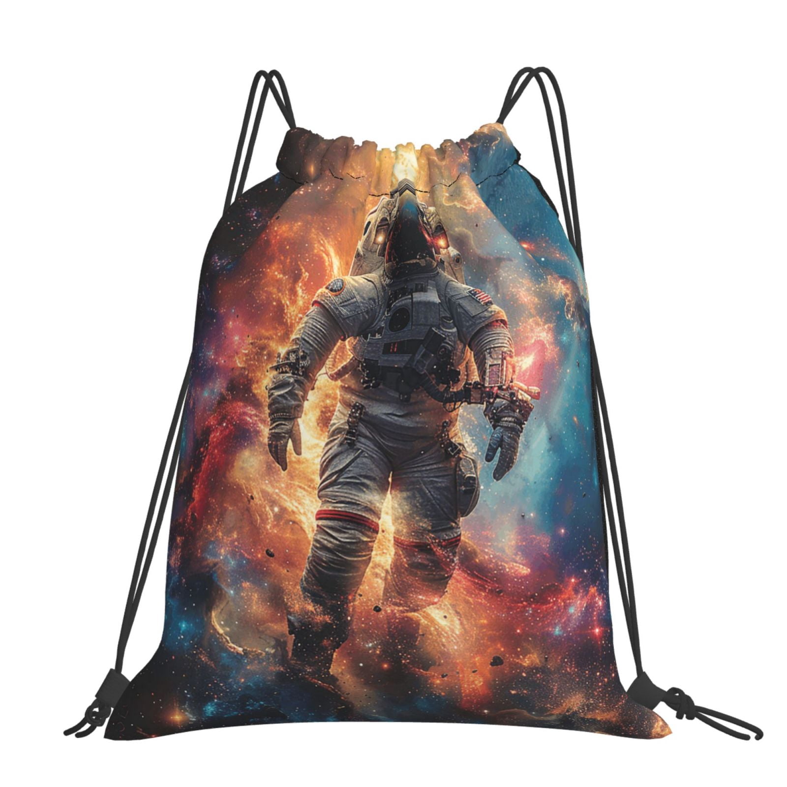 Astronaut Planet Space Galaxy Psychedelic Large Drawstring Backpack ...