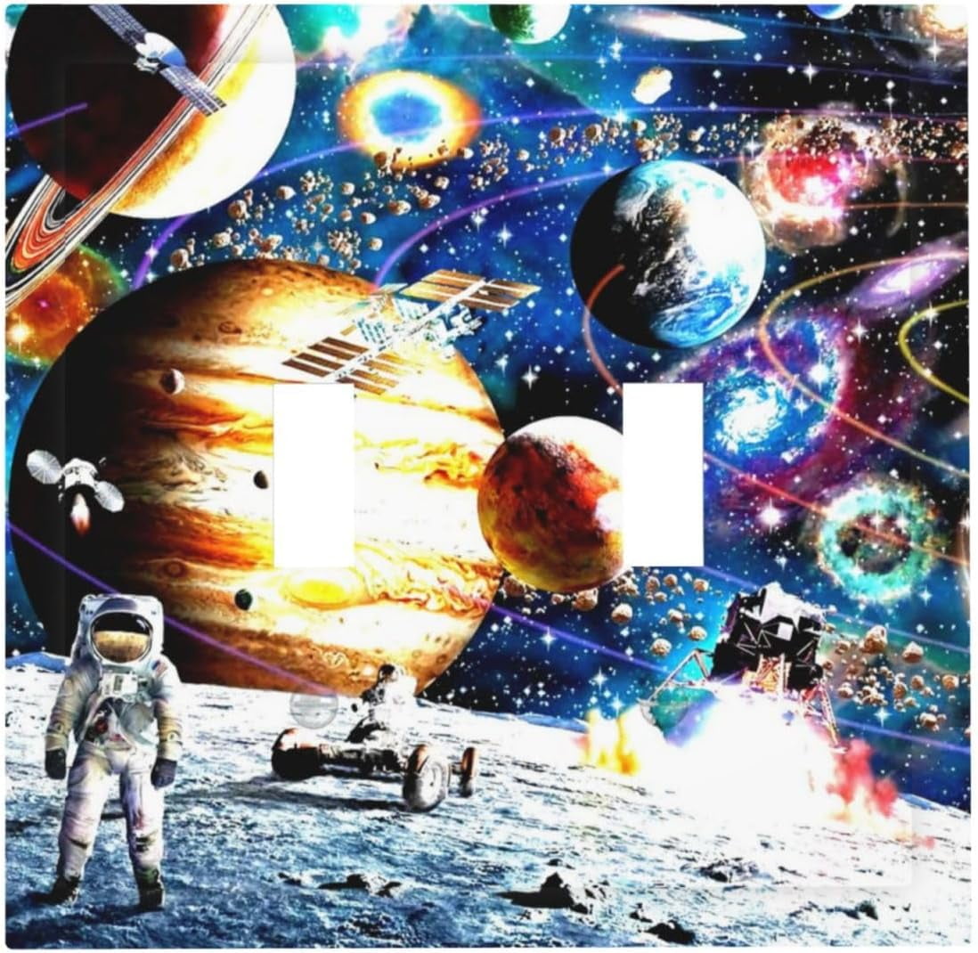 Astronaut Planet Space Galaxy Starry 2 Gang Double Toggle Outlet Light ...