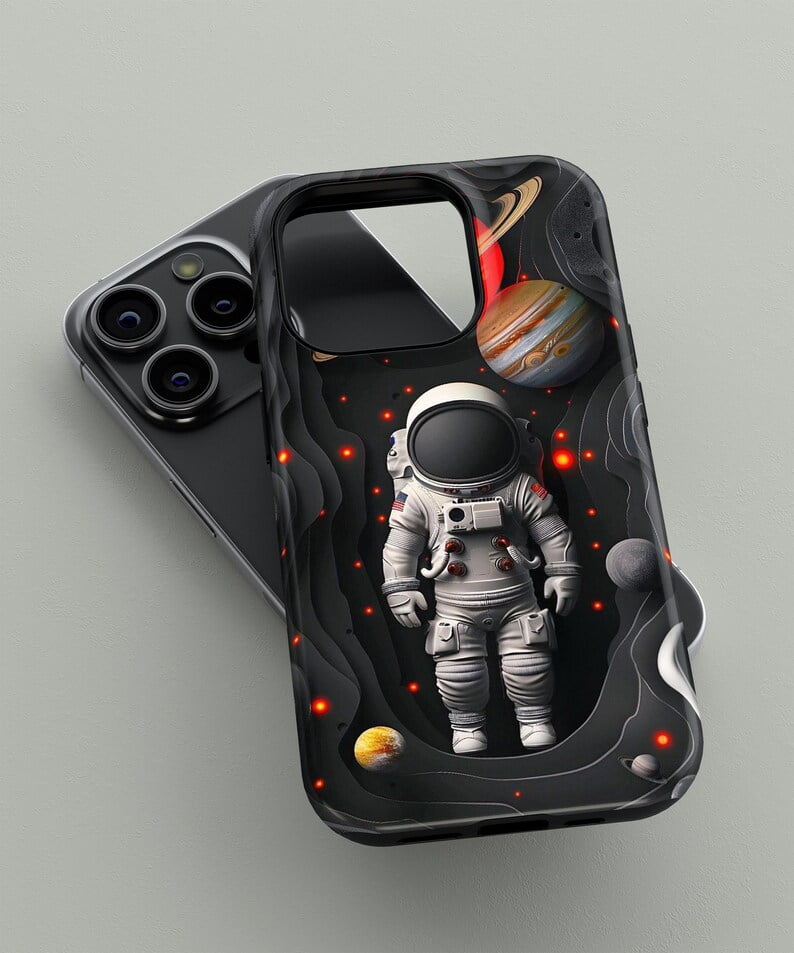 Astronaut Planets Galaxy Phone Case for iPhone 11 12 13 14 15 16 17 Pro ...