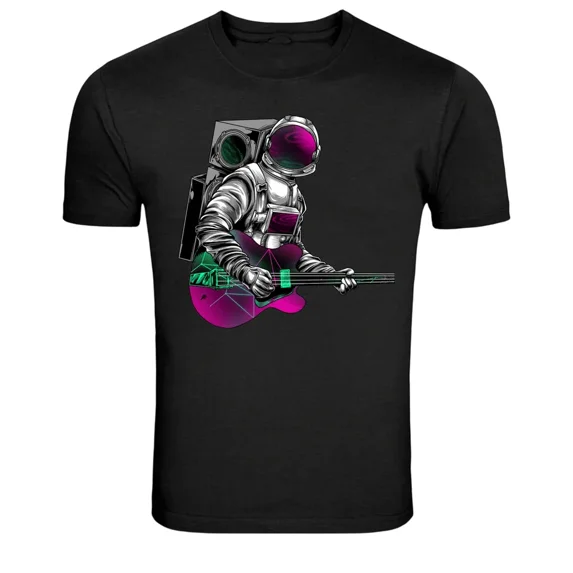 Astronaut Playing Guitar Synthwave Retro Space Music T-Shirt, for men ...