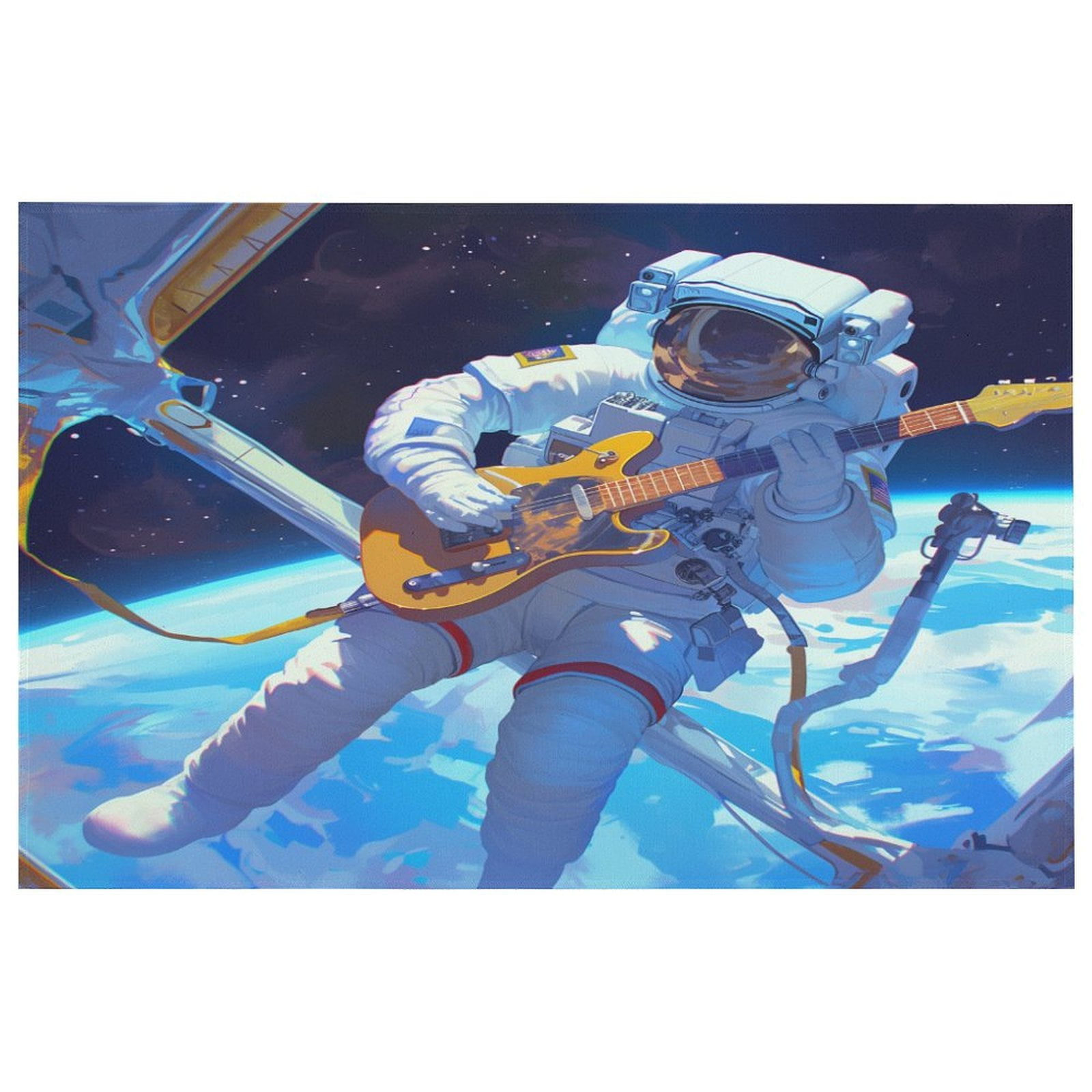 Astronaut Playing Guitar in Space Adult Home Decor Bedroom Living Room ...