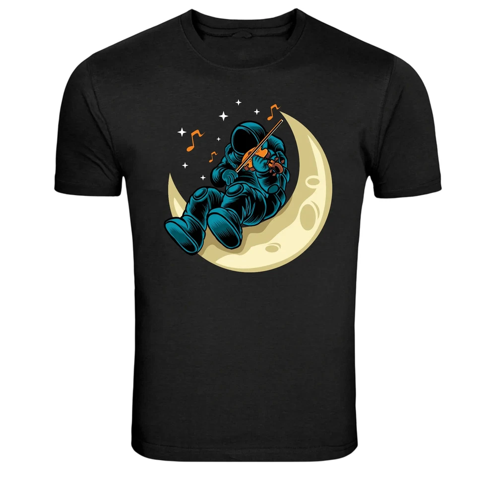 Astronaut Playing Violin on Moon Space Music Notes T-Shirt, for men ...
