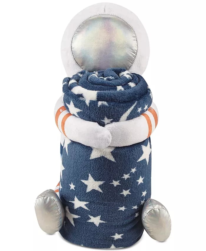 Astronaut Plush 12" Stuffed Animal Pillow and Fleece Blanket Throw Set ...