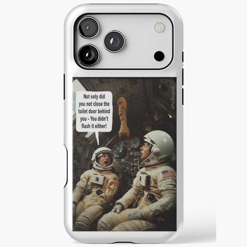 Astronaut Poo Funny Cartoon Artwork Phone Case for iPhone 11 through 17 ...