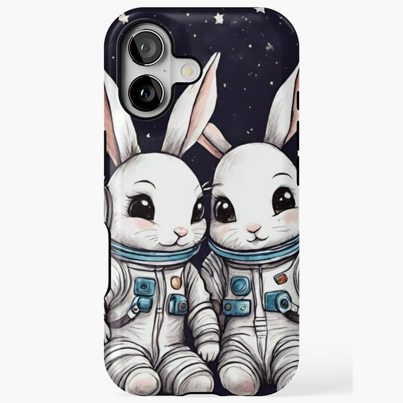 Astronaut Rabbit Couple In Space Art iPhone Case 17 to 11 Pro Max ...