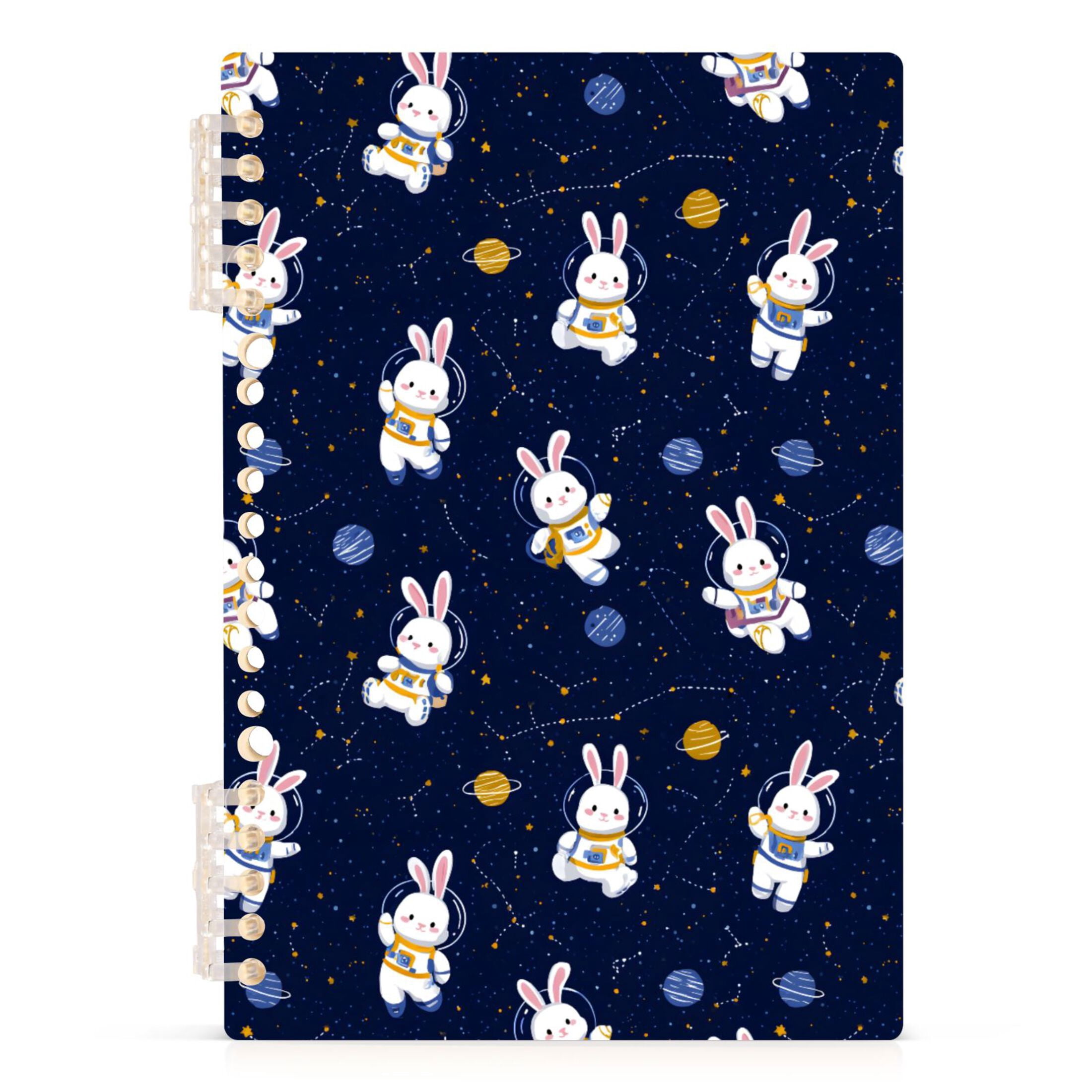 Astronaut Rabbit Pattern A5 Notebook Refillable 60 Sheets Detachable ...