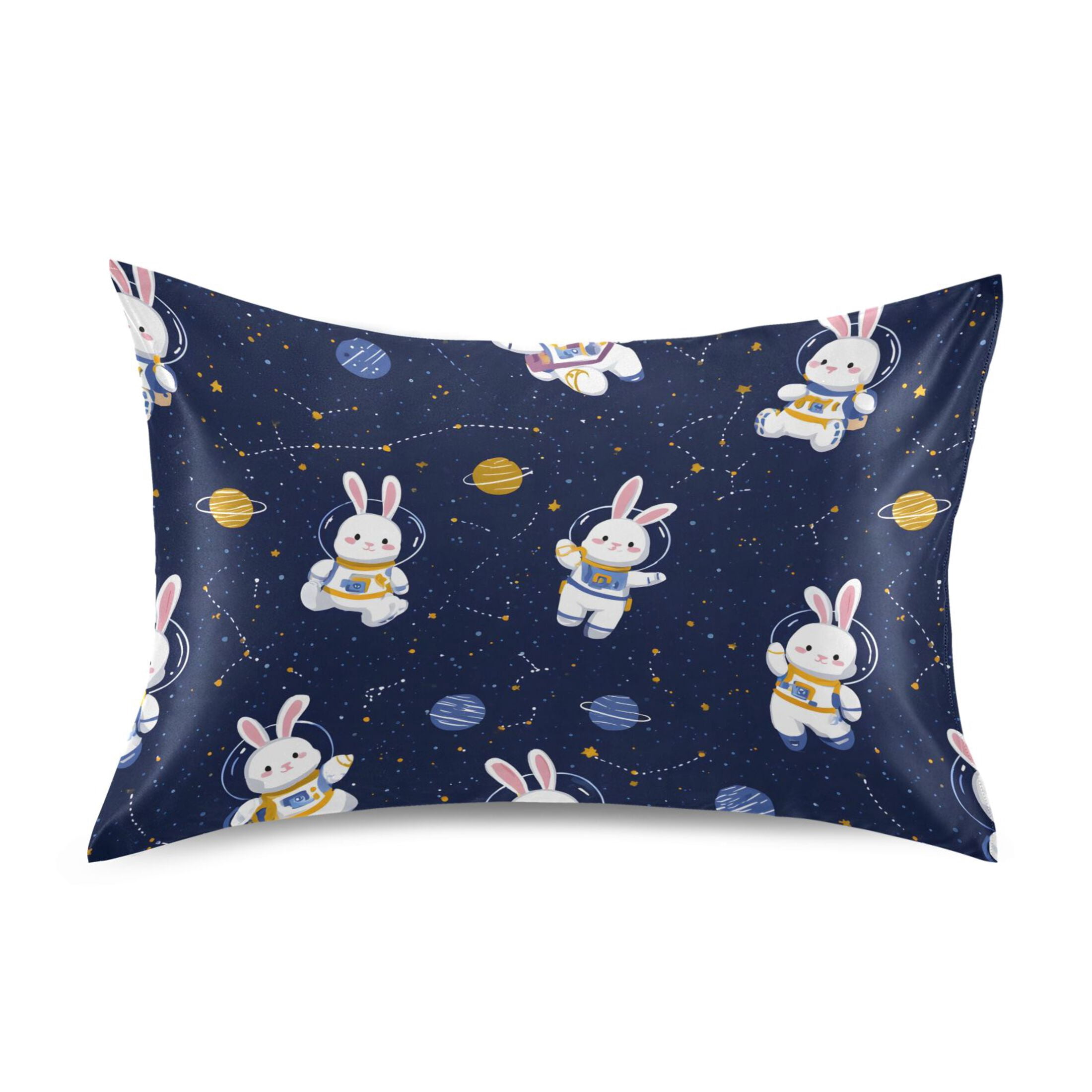 Astronaut Rabbit Pattern King Size Satin Pillowcase 40''x20'' Double ...