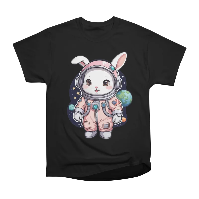 Astronaut Rabbit in Space Suit Cute and Quirky Design T-Shirt Tee Gift ...