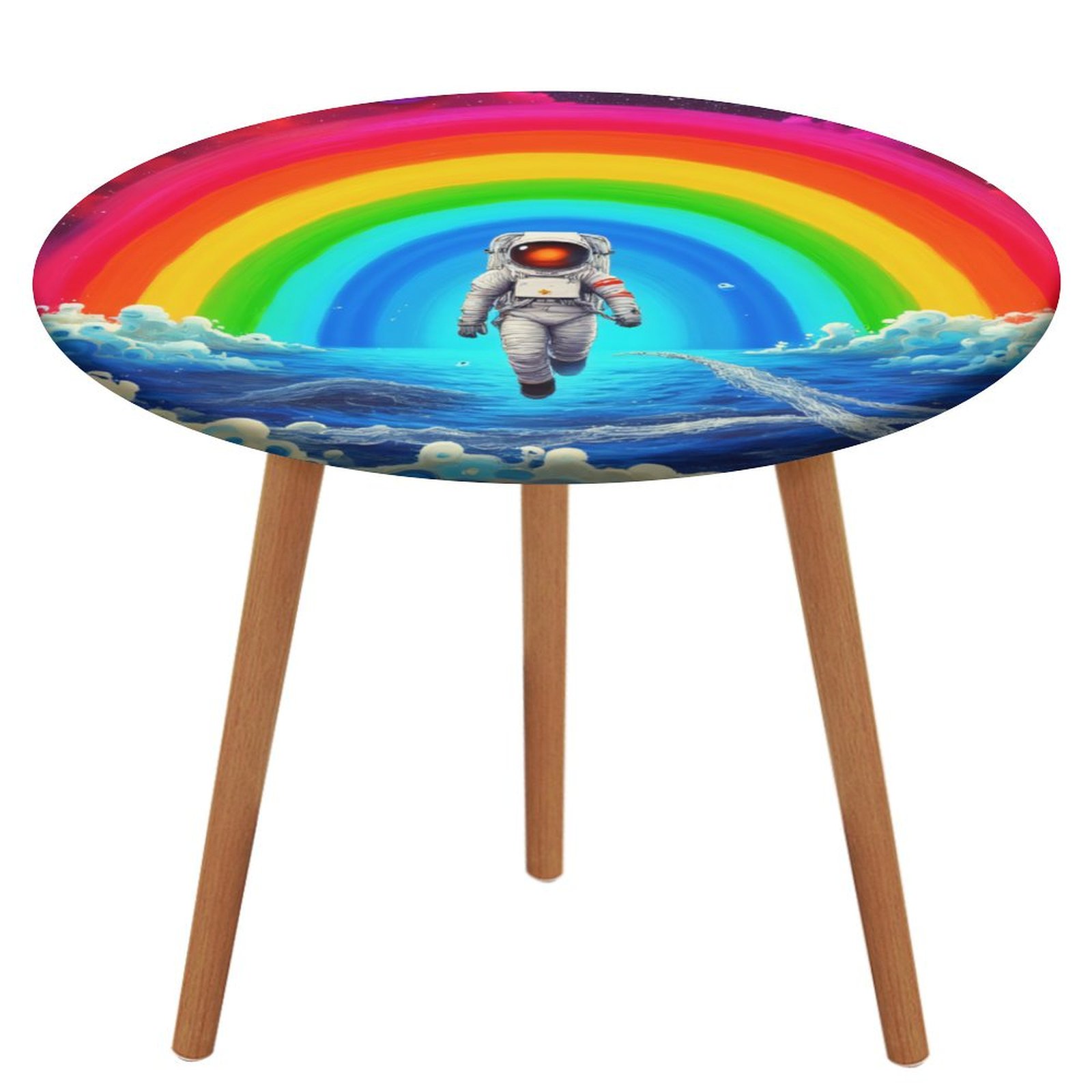 Astronaut Rainbow Space Ocean Pattern Round Tablecloth Waterproof ...