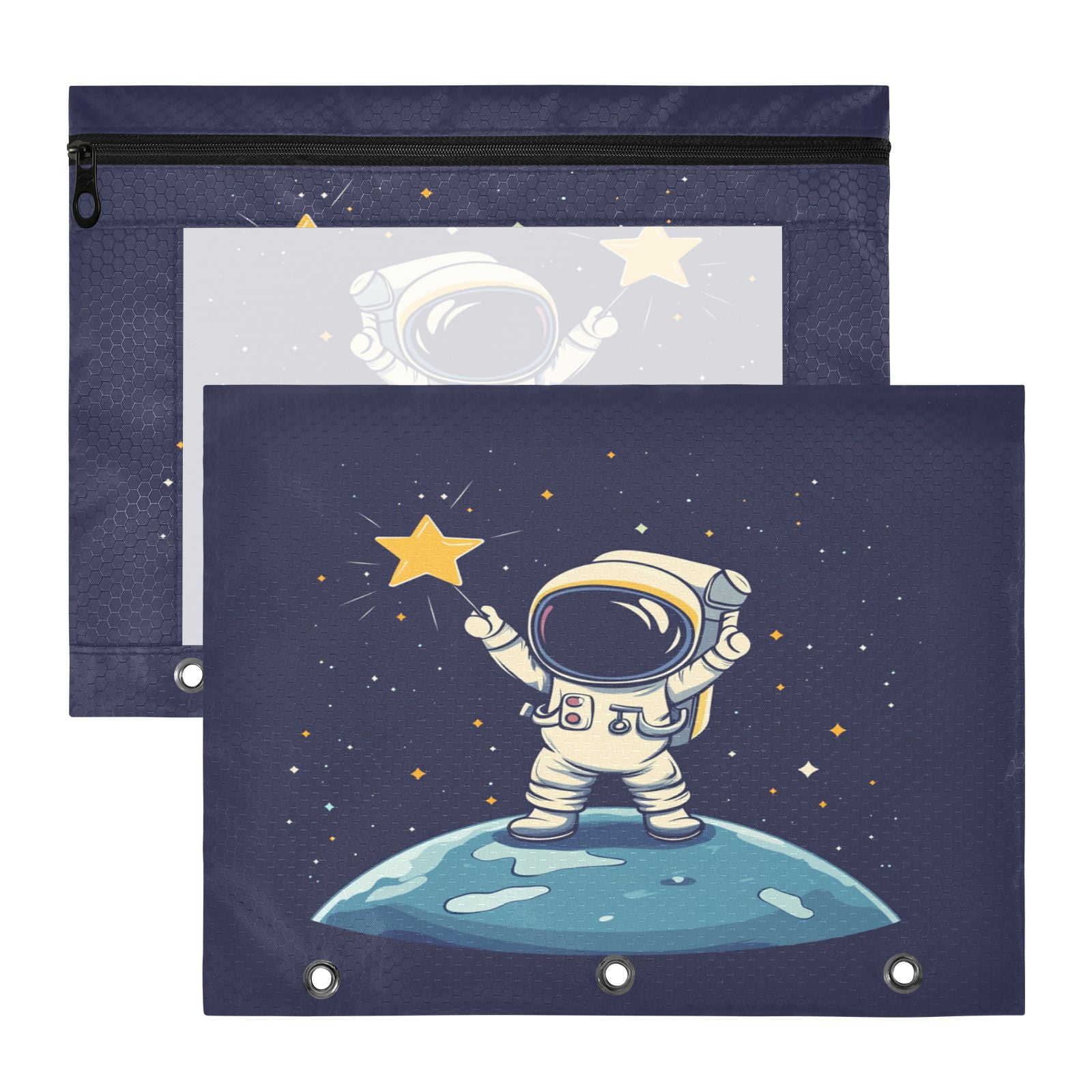 Astronaut Reaching Star A4 Pencil Pouch 3 Ring Zipper Pencil Pouches ...