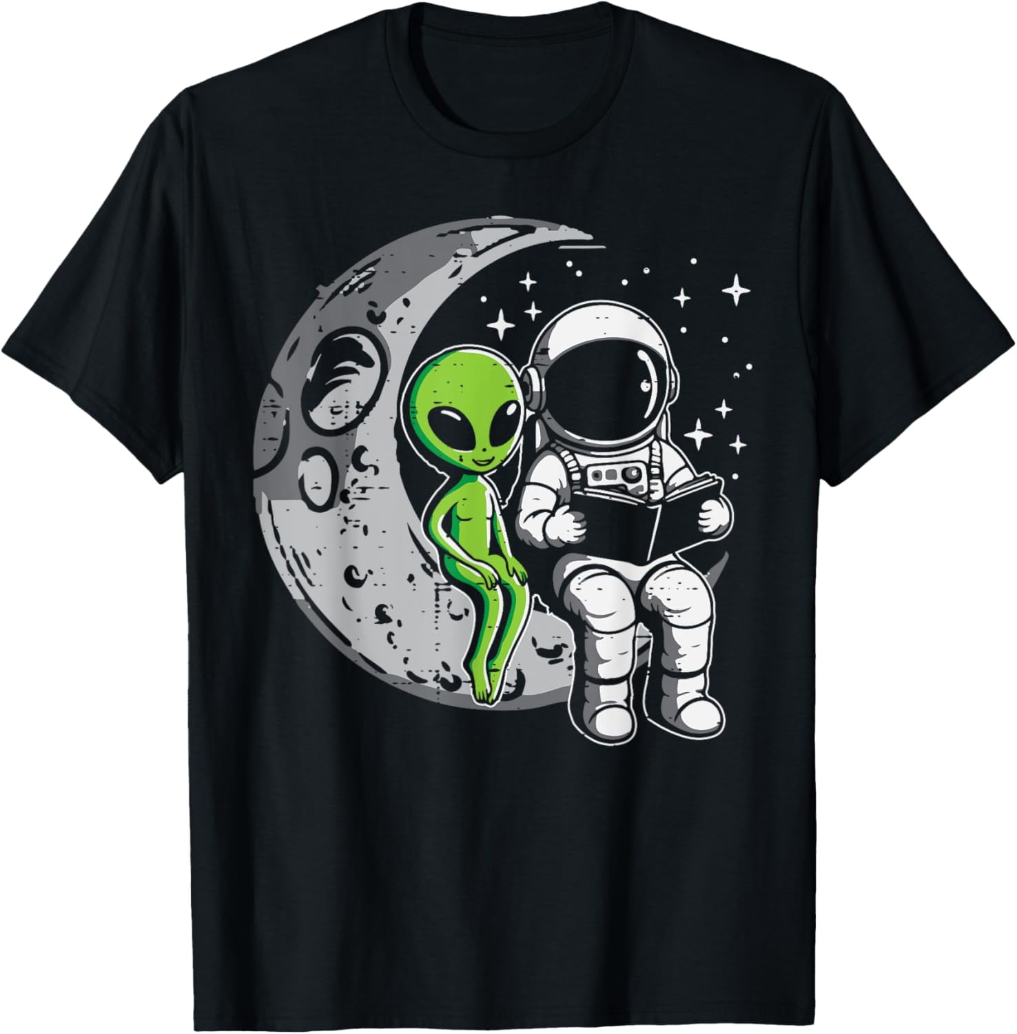 Astronaut Reading Book To Alien Moon Space Women Men T-Shirt - Walmart.com
