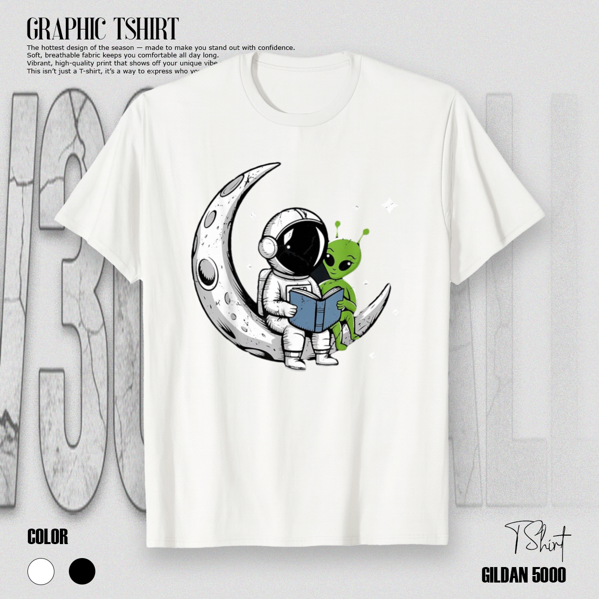 Astronaut Reading Book to Alien on Moon Astronomy Unisex T-Shirt, up to ...