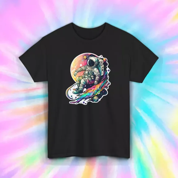 Astronaut Ride T-Shirt Colorful Space Adventure Graphic Tee Unisex Tee ...