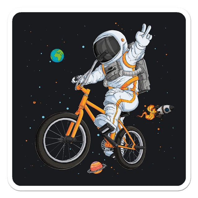 Astronaut Riding Bike Sticker Phone Decal Water Bottle Stickers Car ...