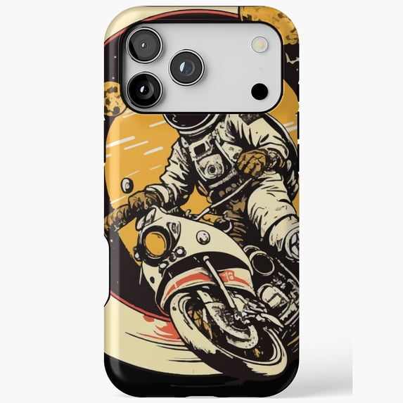 Astronaut Riding Motorcycle in Space Retro Sci-Fi for iPhone Case 11 to ...