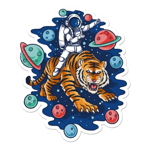 Astronaut Riding Tiger Sticker Phone Decal Water Bottle Stickers Car ...