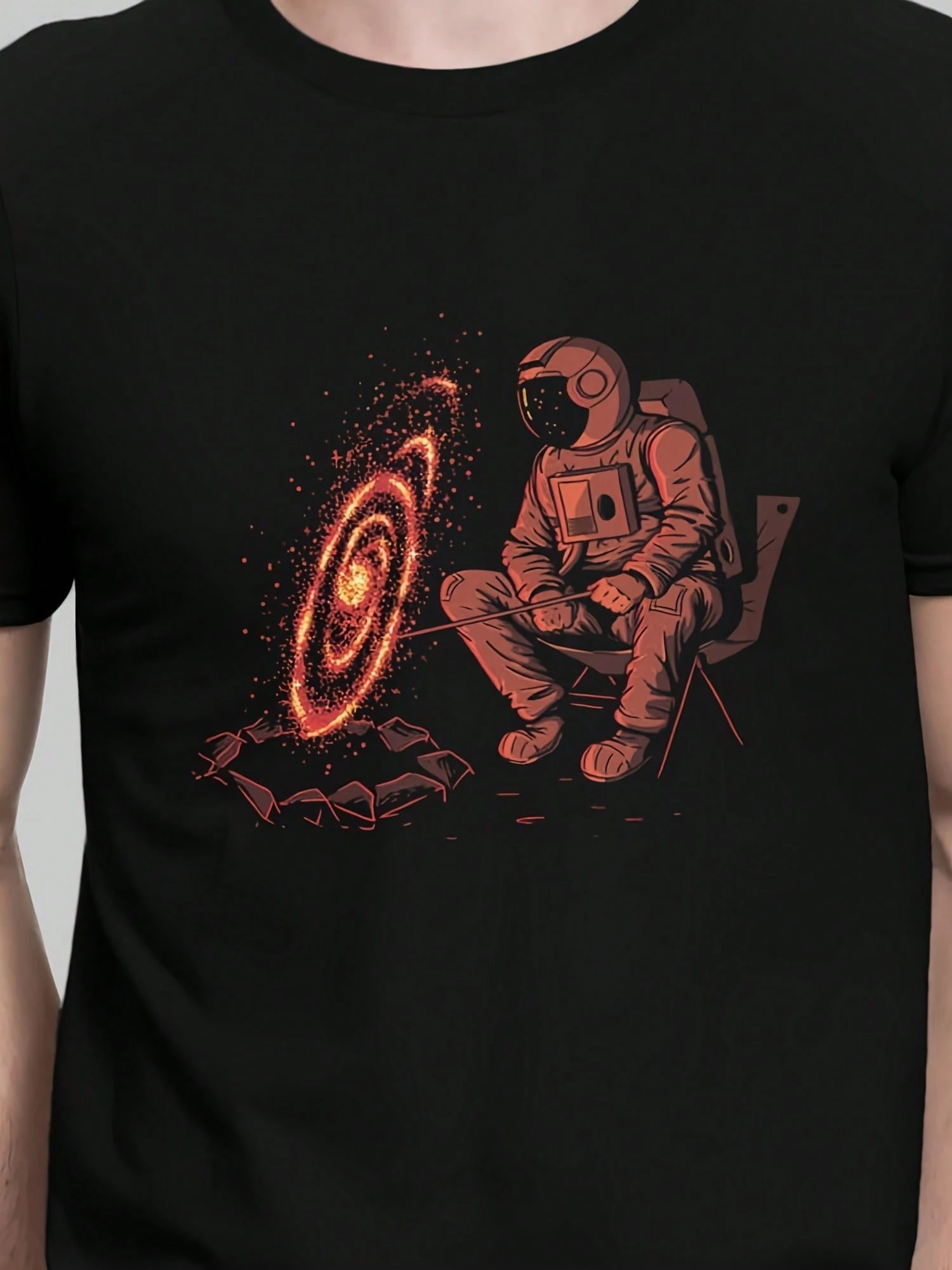 Astronaut Roasting Galaxy Campfire Graphic T-Shirt Men's Unisex Space ...