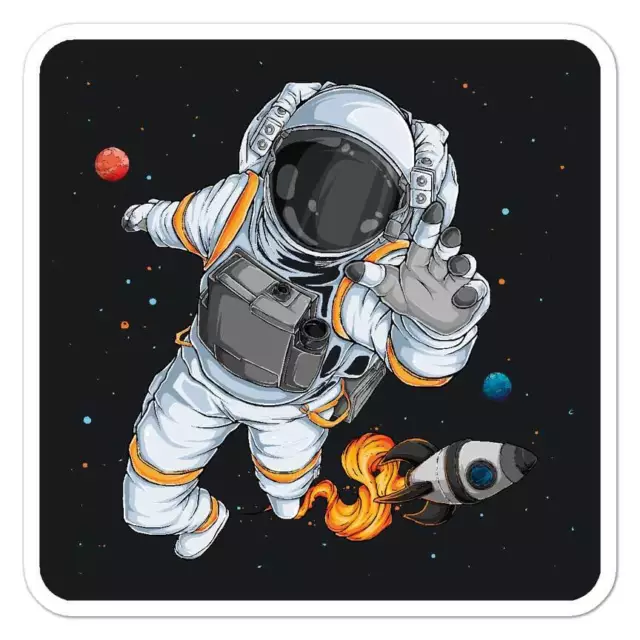 Astronaut Rocket Ship Sticker Indoor Outdoor Phone Decal Water Bottle ...