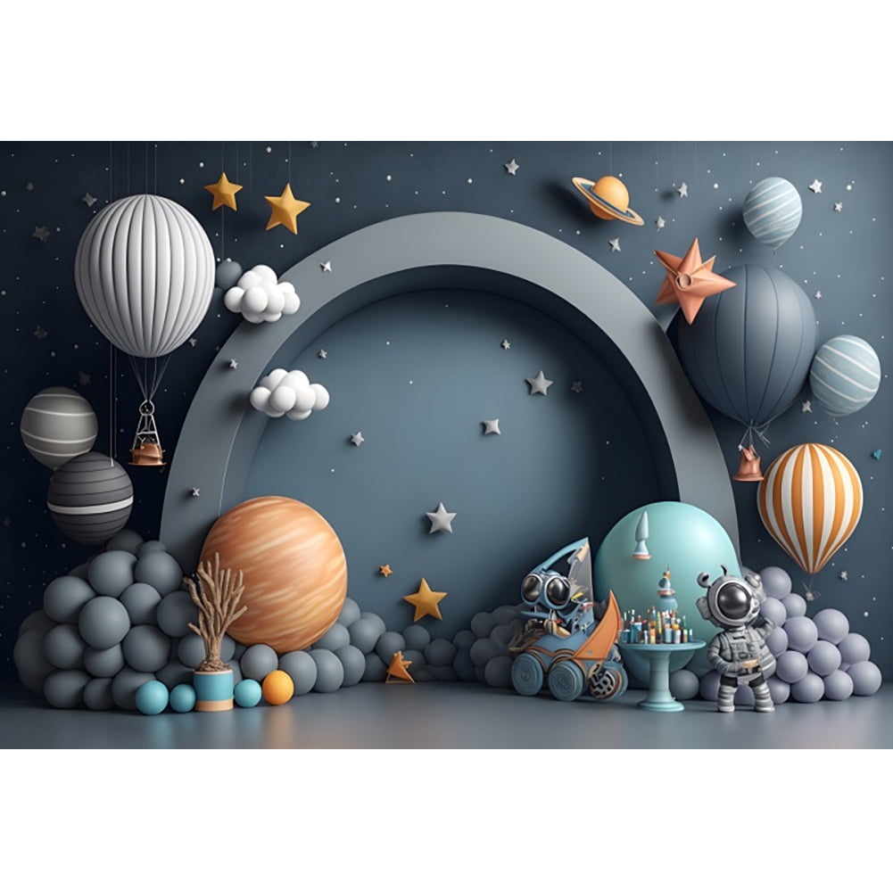 Astronaut Rocket Theme Photography Backdrop Outer Space Universe Planet ...