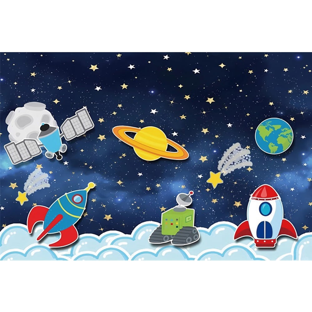 Astronaut Rocket Theme Photography Backdrop Outer Space Universe Planet ...