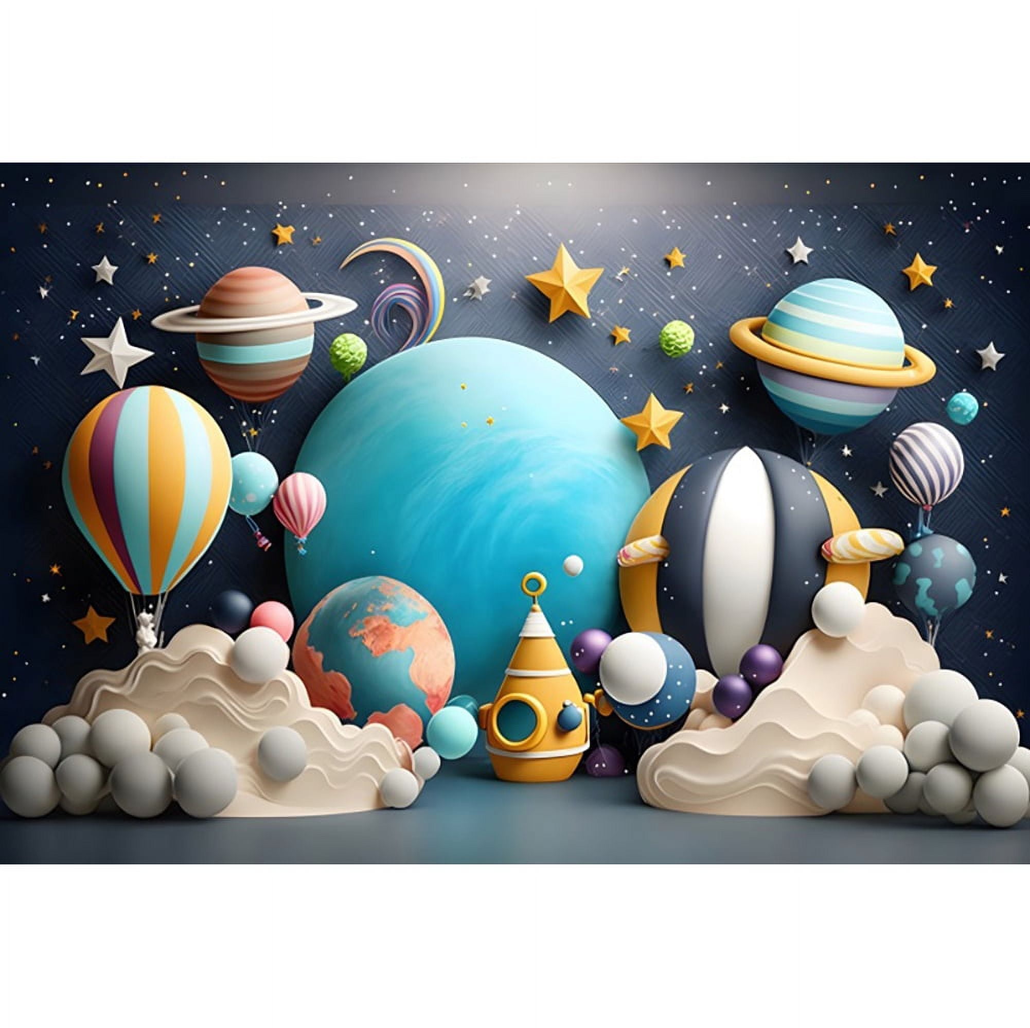 Astronaut Rocket Theme Photography Backdrop Outer Space Universe Planet ...