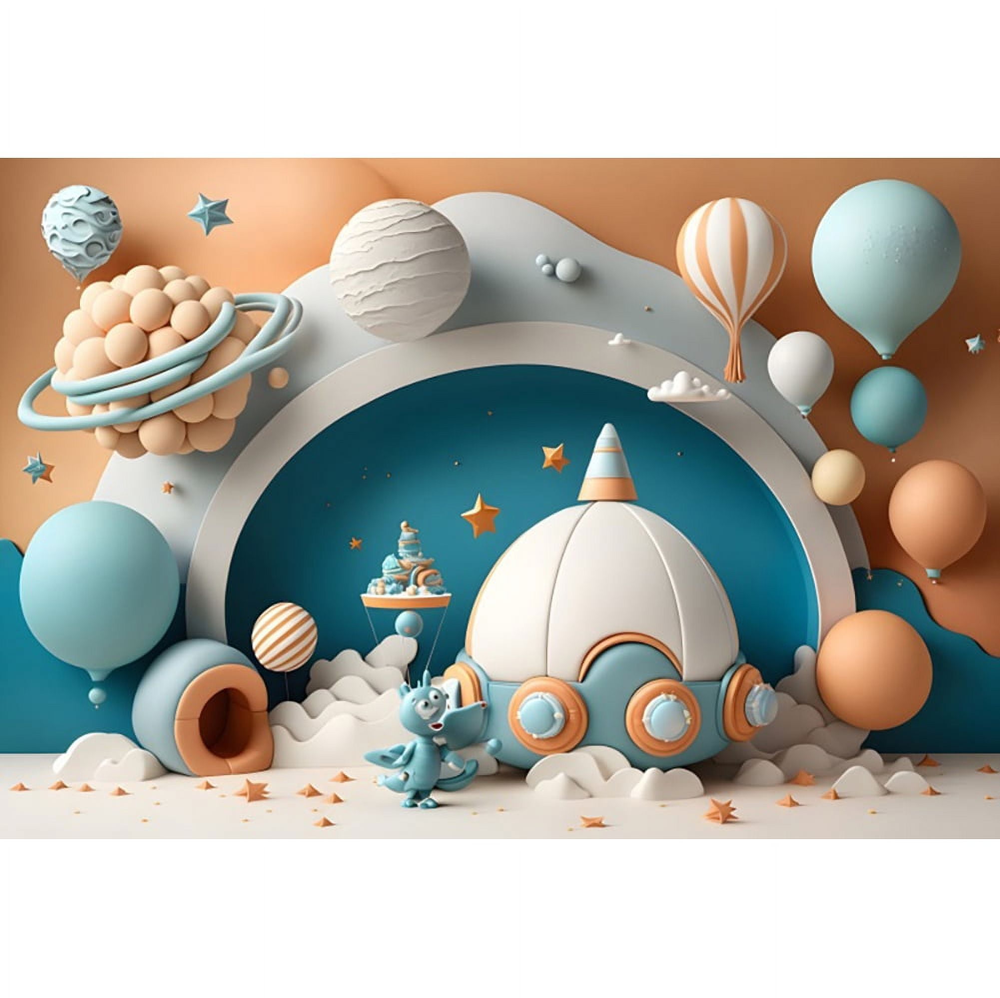 Astronaut Rocket Theme Photography Backdrop Outer Space Universe Planet ...