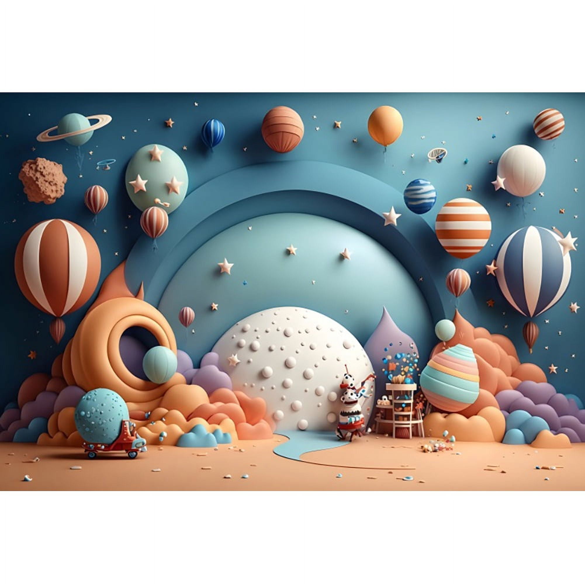 Astronaut Rocket Theme Photography Backdrop Outer Space Universe Planet ...