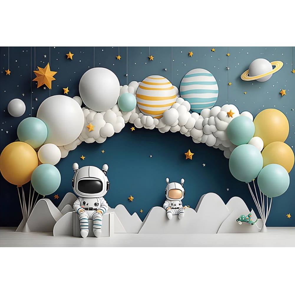 Astronaut Rocket Theme Photography Backdrop Outer Space Universe Planet ...