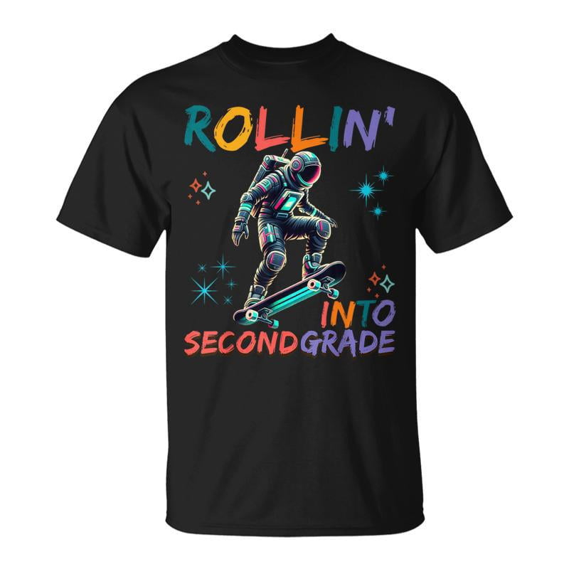 Astronaut Rolling Into Second 2Nd Grade Space Back To School TShirt ...
