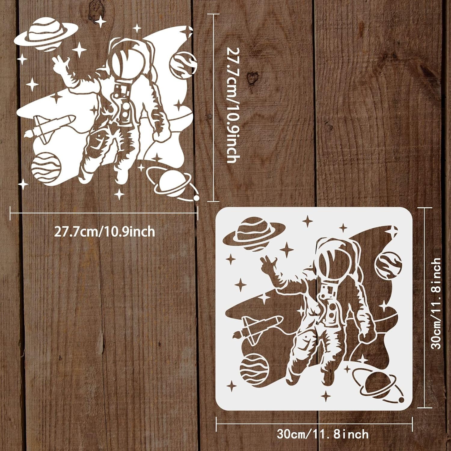 Astronaut Silhouette Stencils 11.8x11.8inch Large Outer Space Theme Drawing Painting Stencils ...