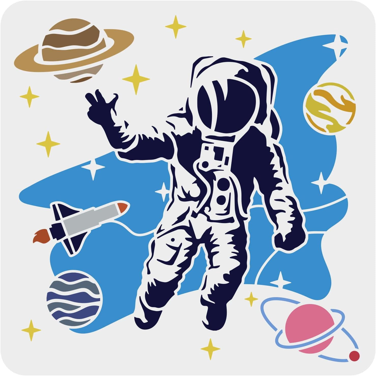 Astronaut Silhouette Stencils 11.8x11.8inch Large Outer Space Theme ...
