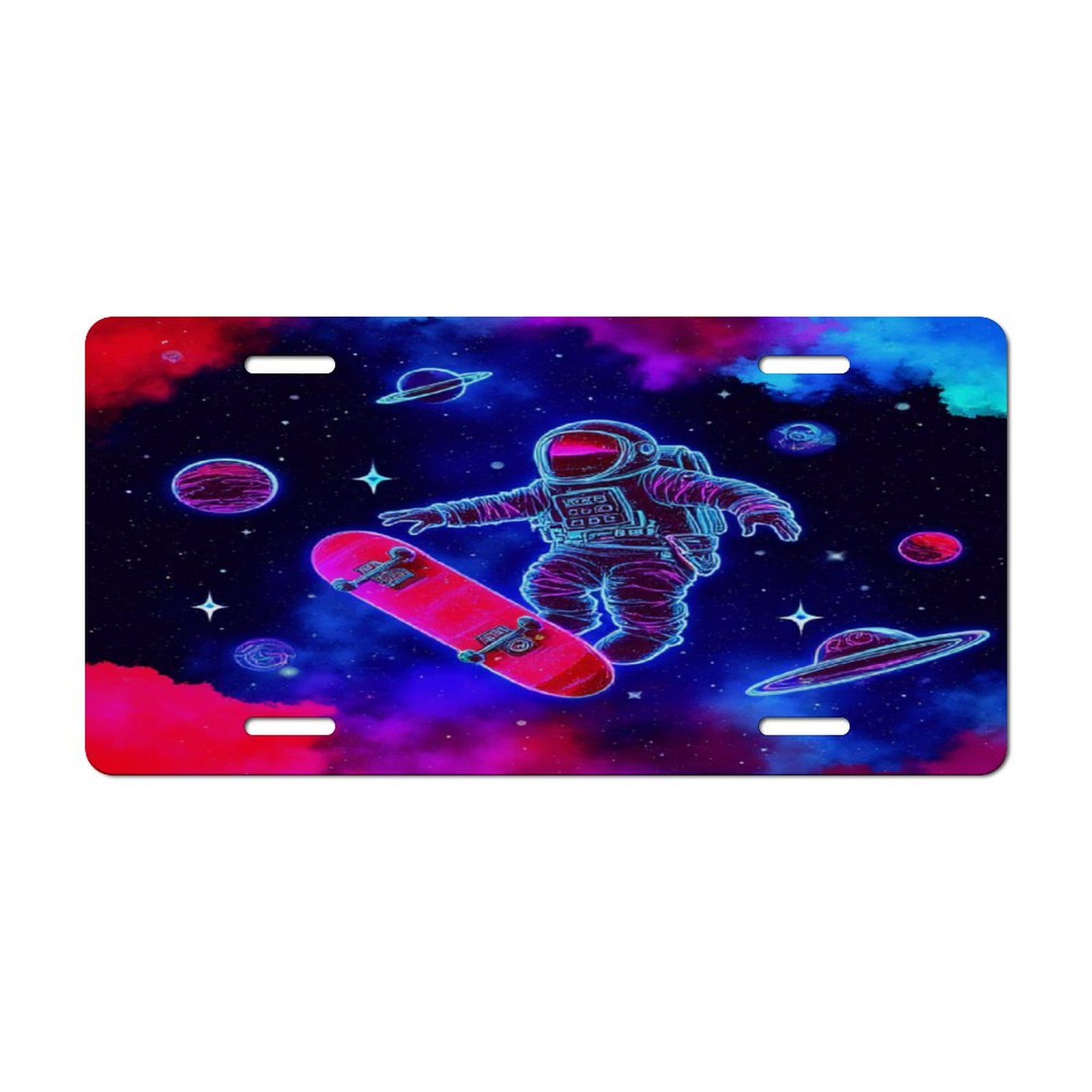 Astronaut Skateboarding in Space License Plate Lightweight Aluminum ...