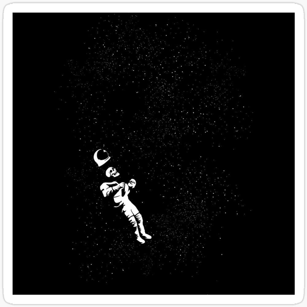 Astronaut Skeleton Gravity Black And White Sticker Phone Decal Water ...