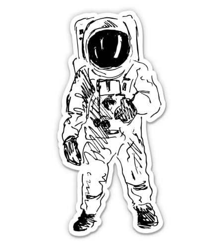 Astronaut Sketch Space Suit - 8" Vinyl Sticker - For Car Laptop I-Pad ...