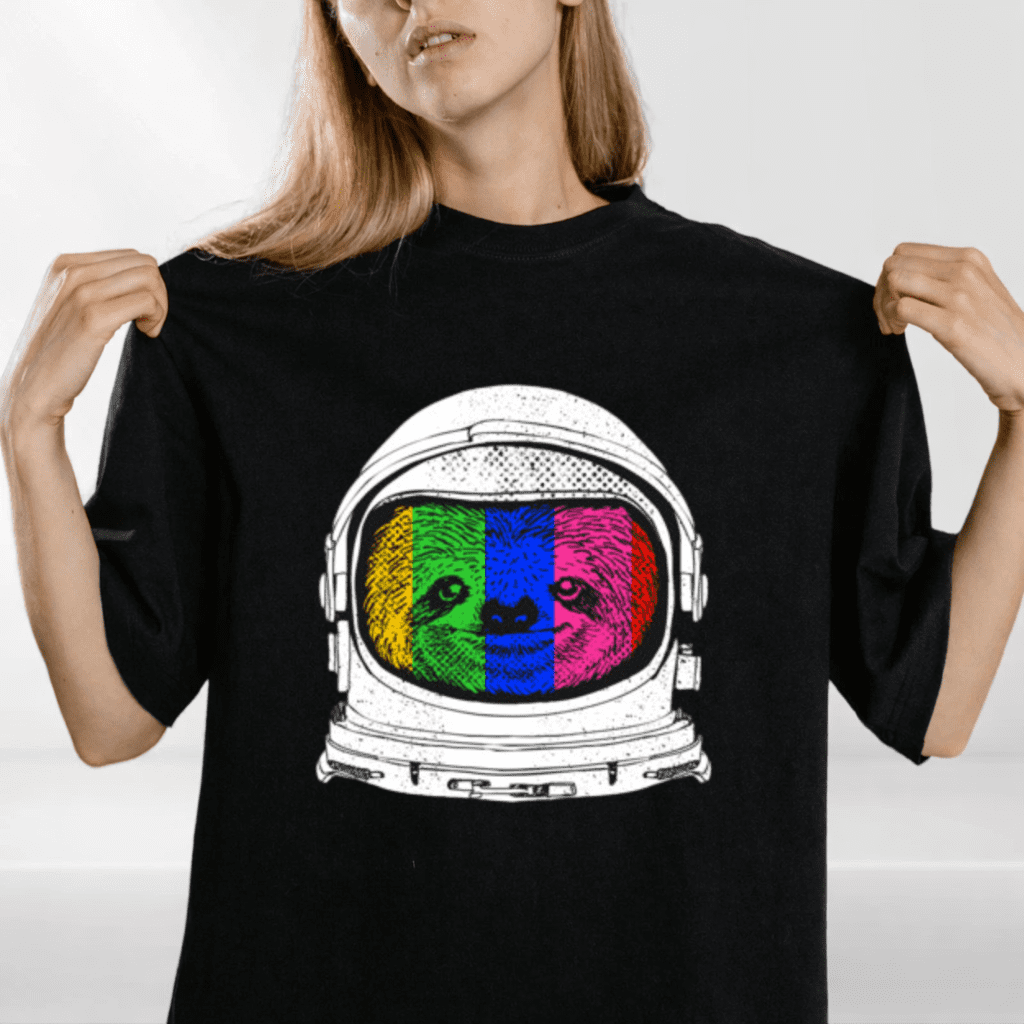 Astronaut Sloth Funny Slow Animal Space Galaxy Graphic Cotton Tee Shirt ...