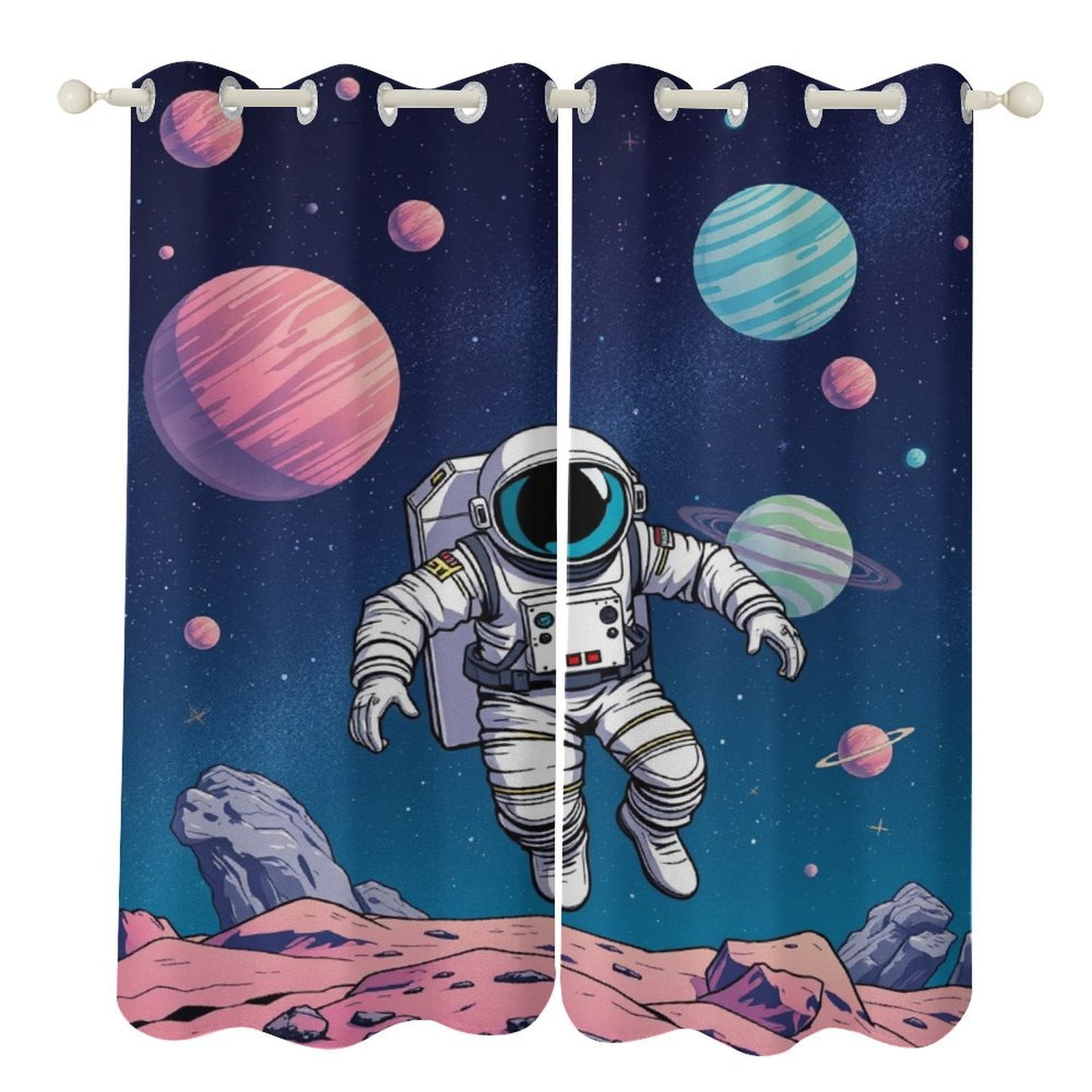 Astronaut Space Adventure Cosmos Blackout Window Curtains for Bedroom ...