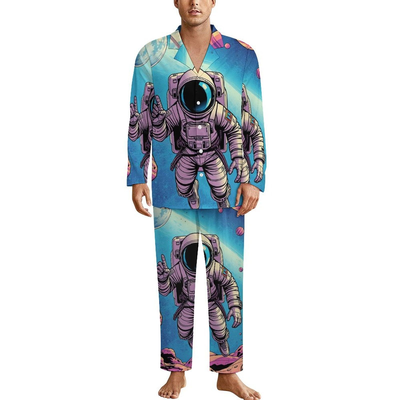 Astronaut Space Adventure Cosmos Pajamas Men Sleep Sleepwear Spring 2 ...
