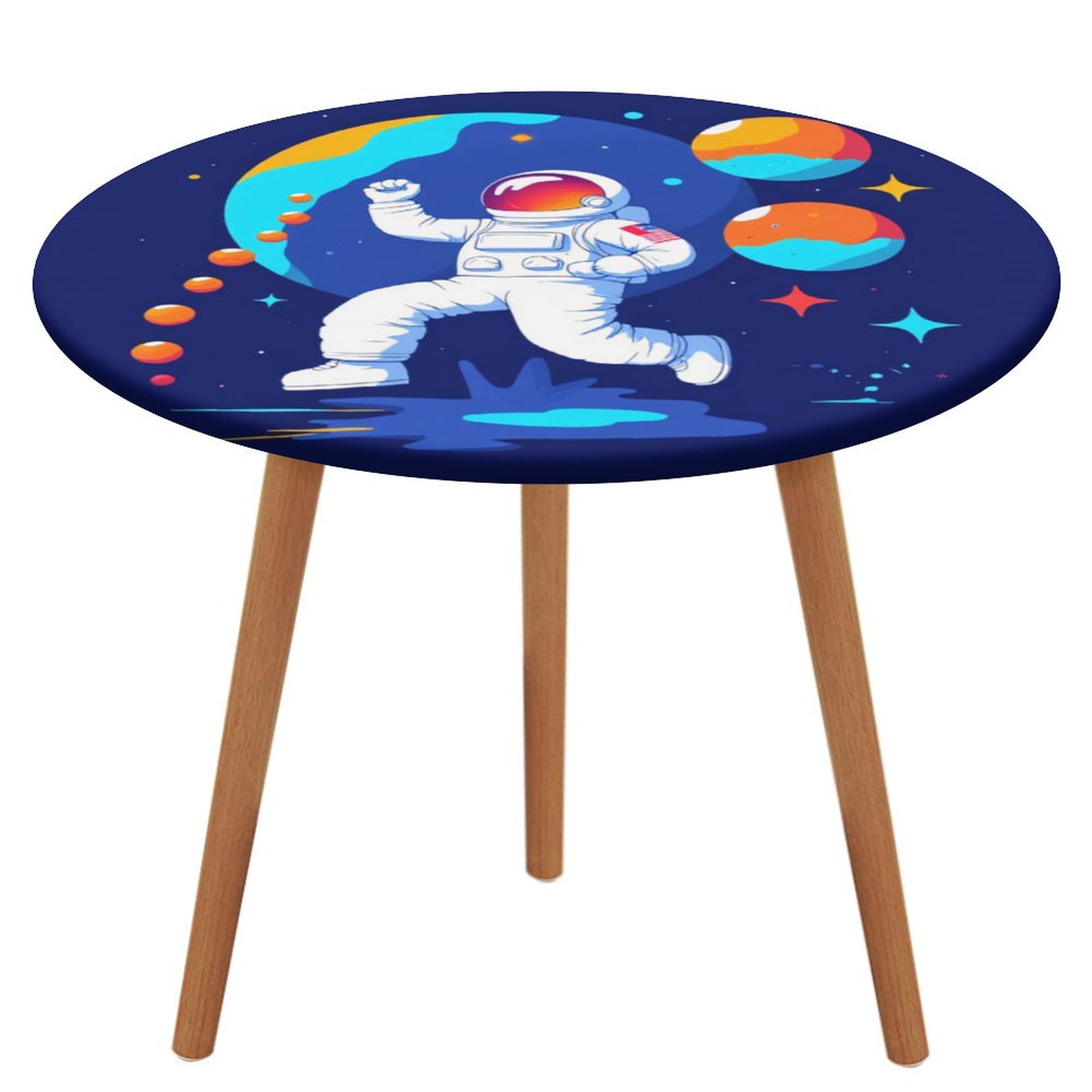 Astronaut Space Adventure Pattern Round Tablecloth Waterproof Elastic ...