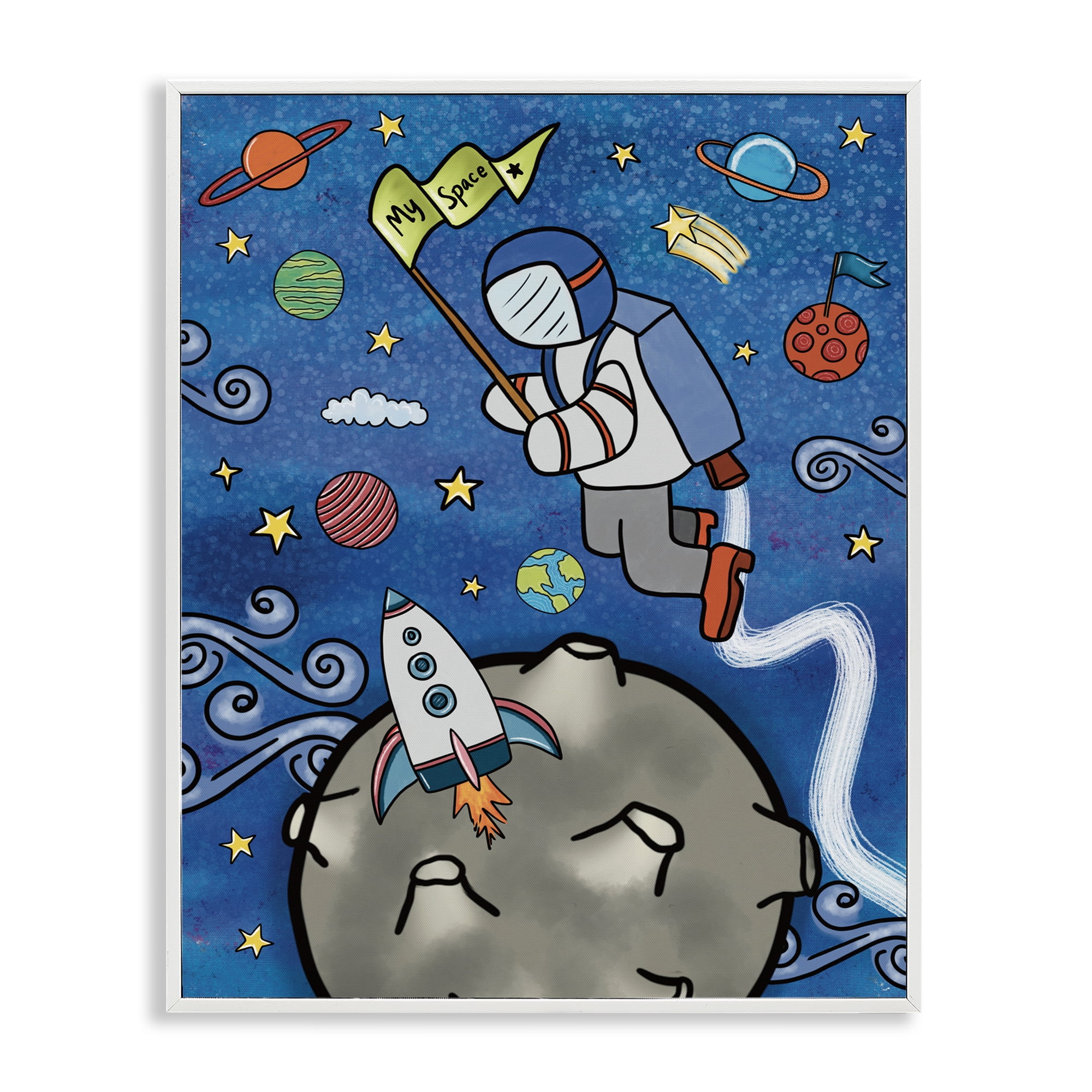 Astronaut Space Adventure White Framed Giclee Art, design by Jennifer ...