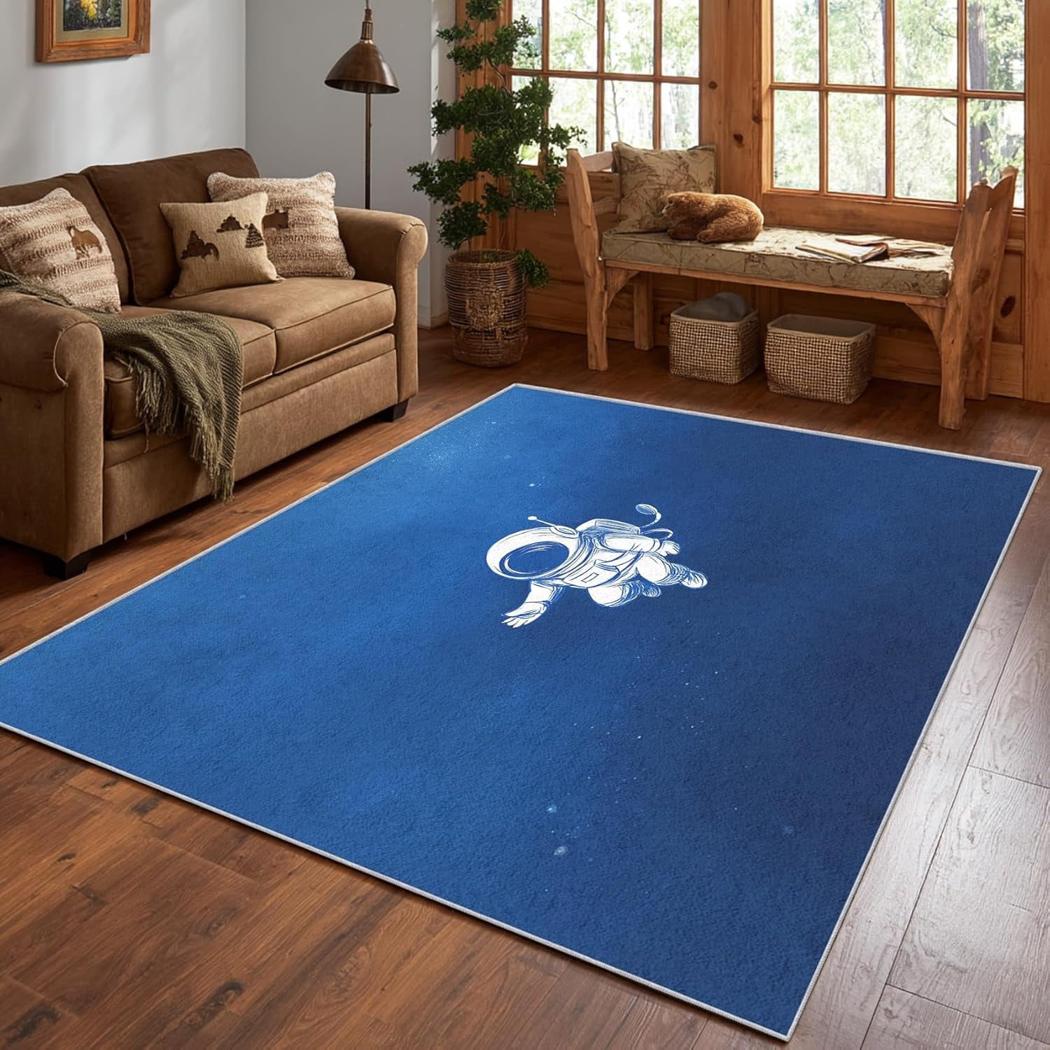 Astronaut Space Area Rug, Cosmic Galaxy Pattern Carpet, Washable Non ...