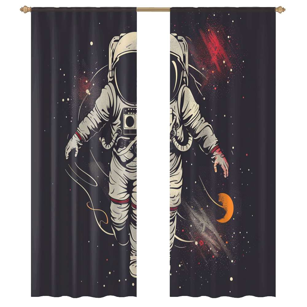 Astronaut Space Odyssey Sheer Voile Curtain Window Tulle Curtains For ...